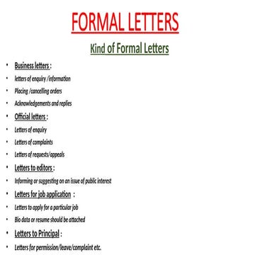 Formal letter format and it's all required information | PPT