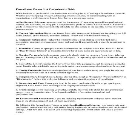 Formal Email Format To Professor