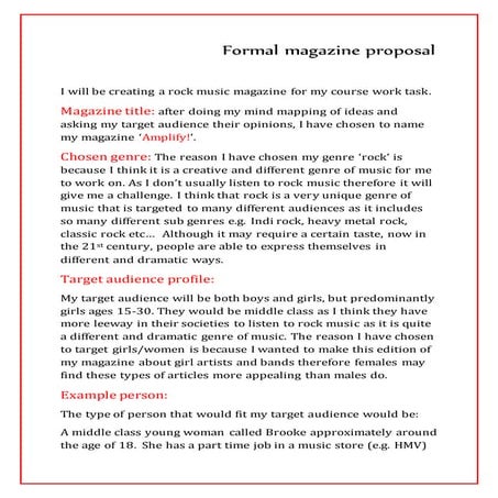 Formal magazine proposal | DOCX
