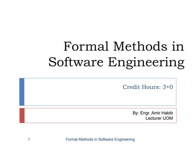 #1 formal methods – introduction for software engineering | PPTX