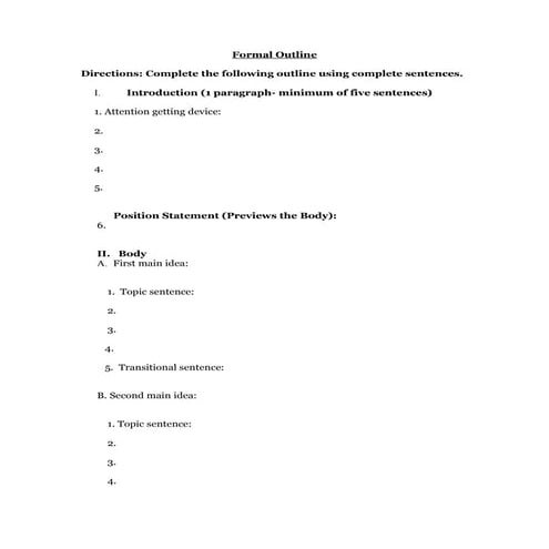 Formal outline | DOC | Poetry | Books and Literature