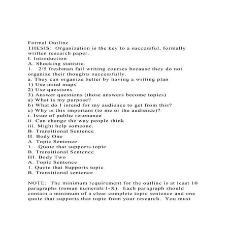 Formal OutlineTHESIS Organization is the key to a successf.docx