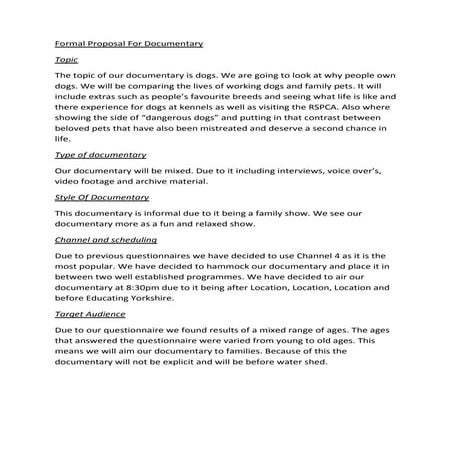 Formal proposal for documentary | DOCX
