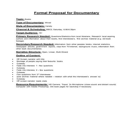Formal proposal for documentary | DOCX