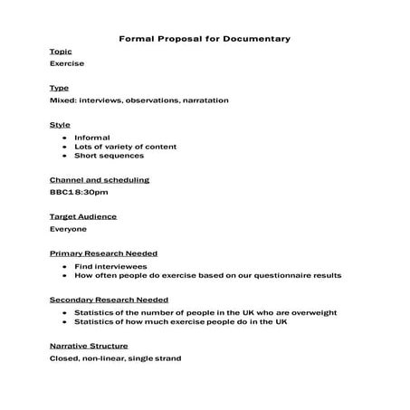 Formal proposal for documentary | DOCX
