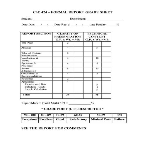 Formal report grade_sheet_2012 | PDF