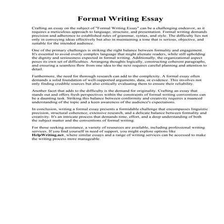 Formal Writing Essay | PDF