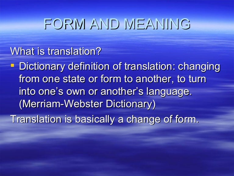 Form And Meaning