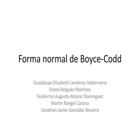 Forma normal de boyce codd | PPTX