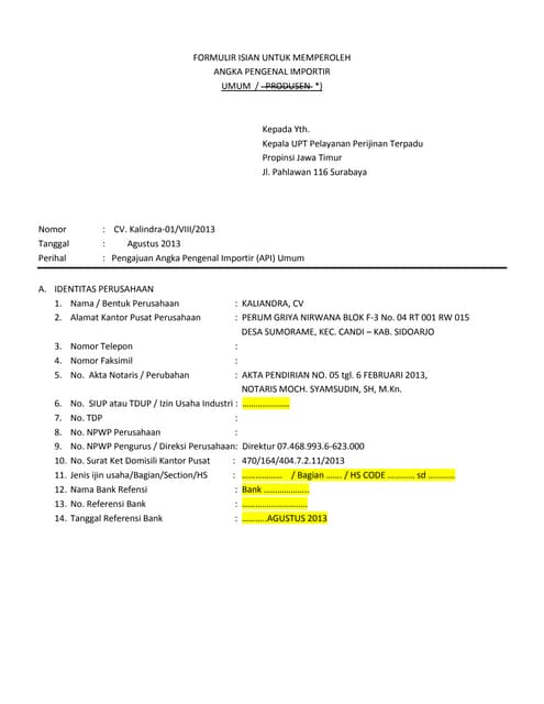 Angka pengenal impor | PDF