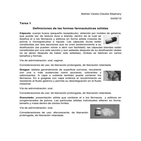 Formas farm. sólidas tarea 1 | DOCX