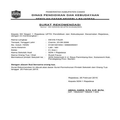 Format contoh surat dan mutasi 2015 copy | PDF