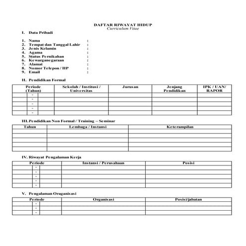 Format curriculumvitae | DOCX