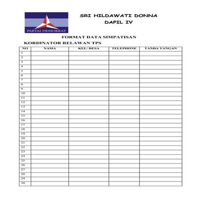 Format data simpatisan caleg | PDF