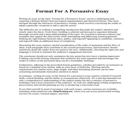 Format For A Persuasive Essay.pdf | Educational Assessment | Education