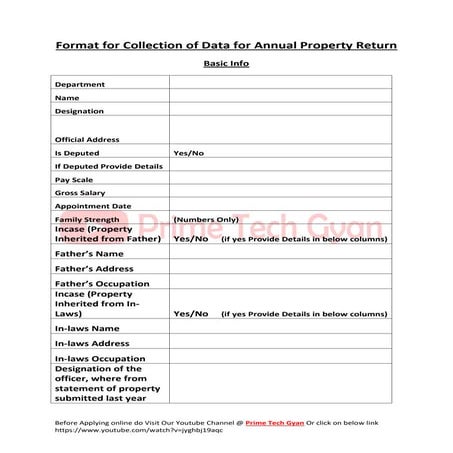 Format for collection of data for annual property return final | PDF