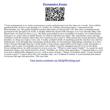 Thesis Statement For Persuasive Essay | PDF