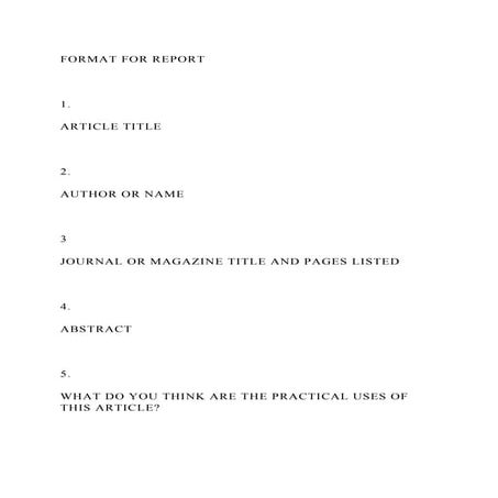 FORMAT FOR REPORT1. ARTICLE TITLE2. AUTHOR O.docx