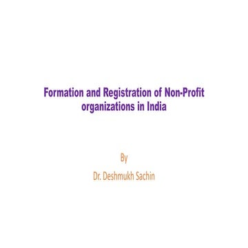 Formation and registration of non profit organisations | PPTX