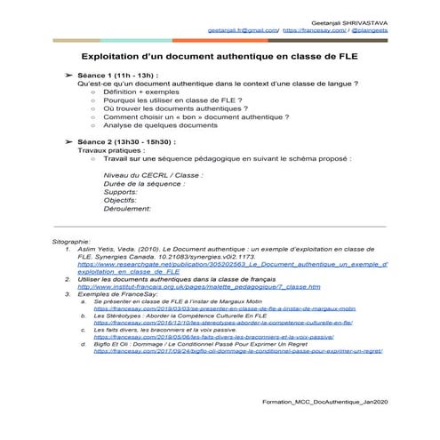 Atelier sur l'exploitation des documents authentiques en classe de FLE ...