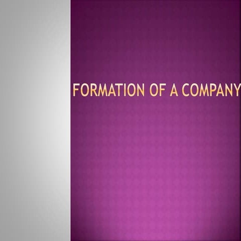Formation of a company | PPTX