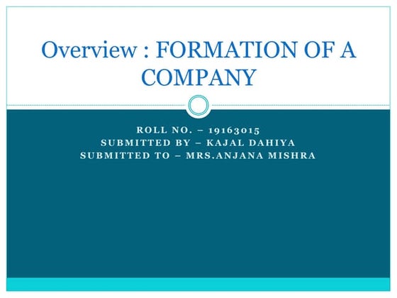 The formation of a company | PPT