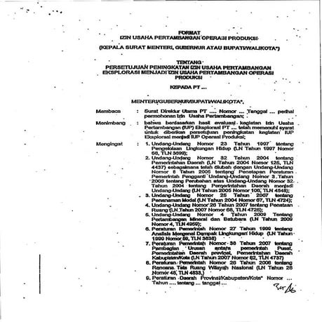 Format iup operasi produksi | PDF