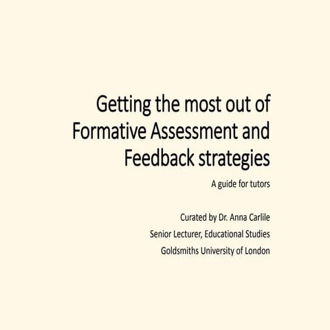 Formative assessment and feedback strategies | PPTX