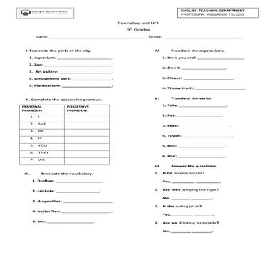 Formative Tests N°1 2016 | PDF
