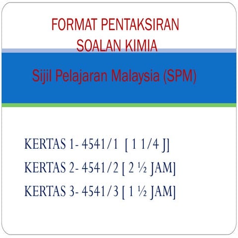 Format kertas spm Kimia | PPT