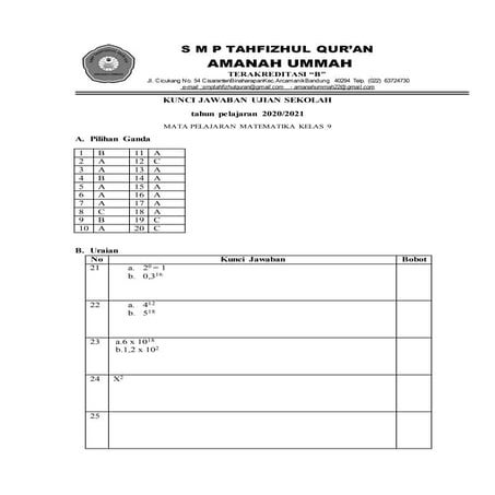Format kunci jawaban | DOCX