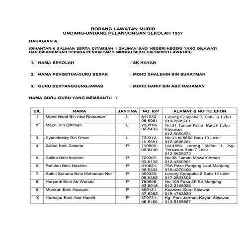 Format lawatan 1957 | DOC