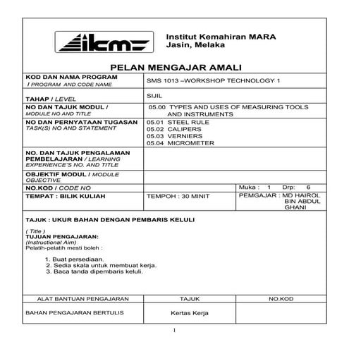 WIM lesson plan amali | DOC