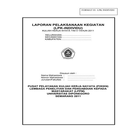 Format lpk (laporan program kerja) | DOC