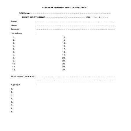 Format minit mesyuarat | DOCX
