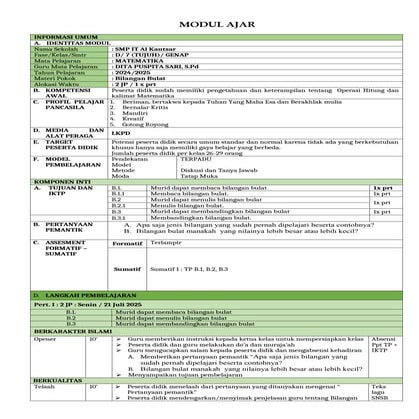 FORMAT MODUL AJAR TERPADU MATEMATIKA PRT 1 Bilangan Bulat.docx