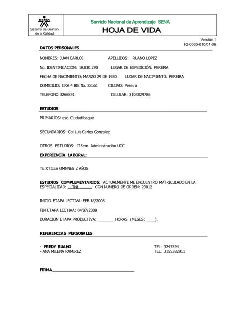 Formato hoja de_vida_del_alumno | DOC | Business and Finance