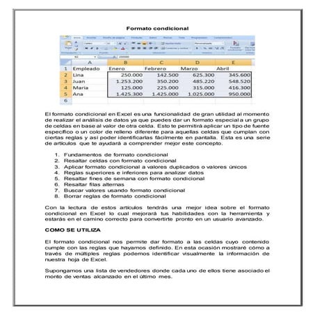 Formato condicional en excel | PDF