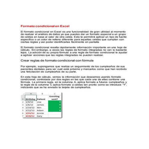 Formato condicional en excel | DOCX