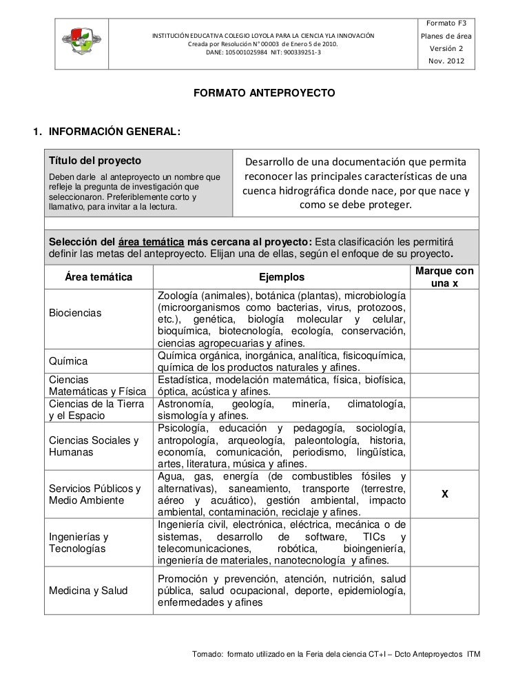 Formato de anteproyecto