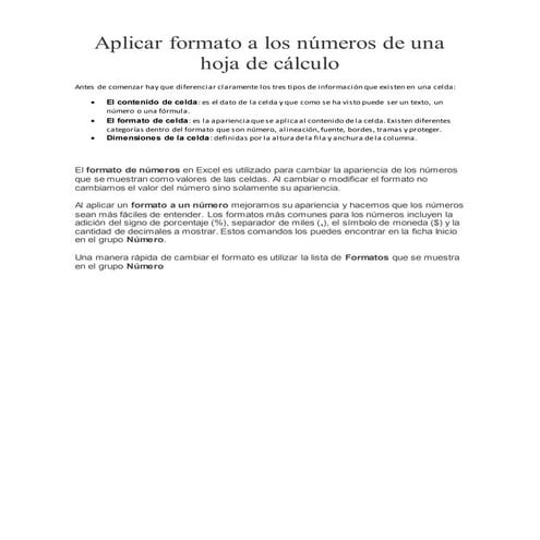 Formato de Celdas Excel 2013 | DOCX | Technology & Computing