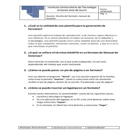 Formato del manual de sistema | DOCX
