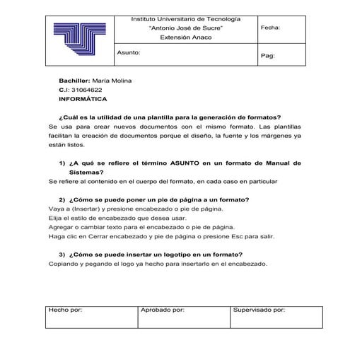Formato del manual de sistema | DOCX