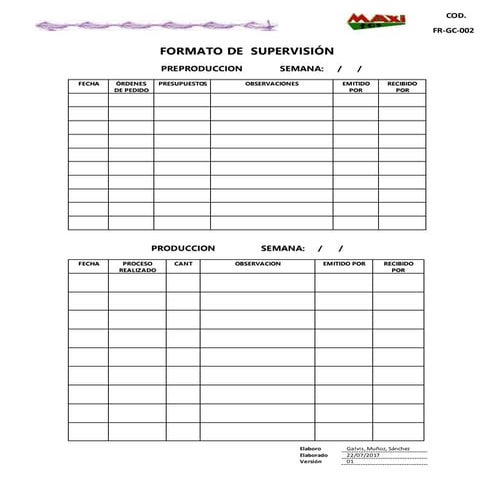 Formato de supervision | PDF