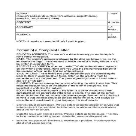 Format of complaint letter | PDF