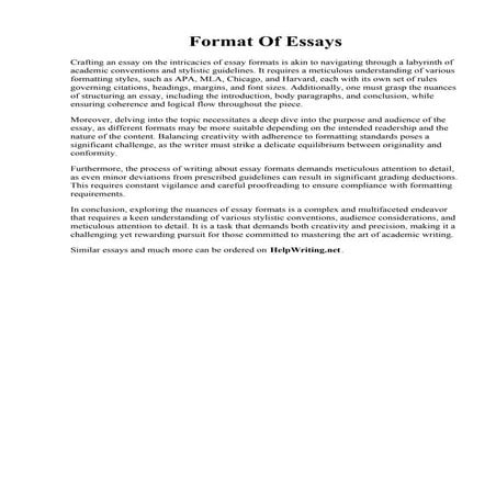 Format Of Essays | PDF