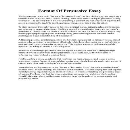 Format Of Persuasive Essay | PDF