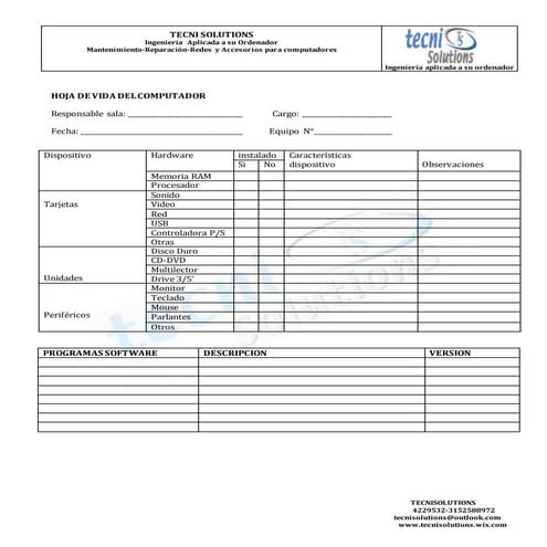 Formato hoja de vida terminado proyecto | DOCX | Computing | Technology & Computing