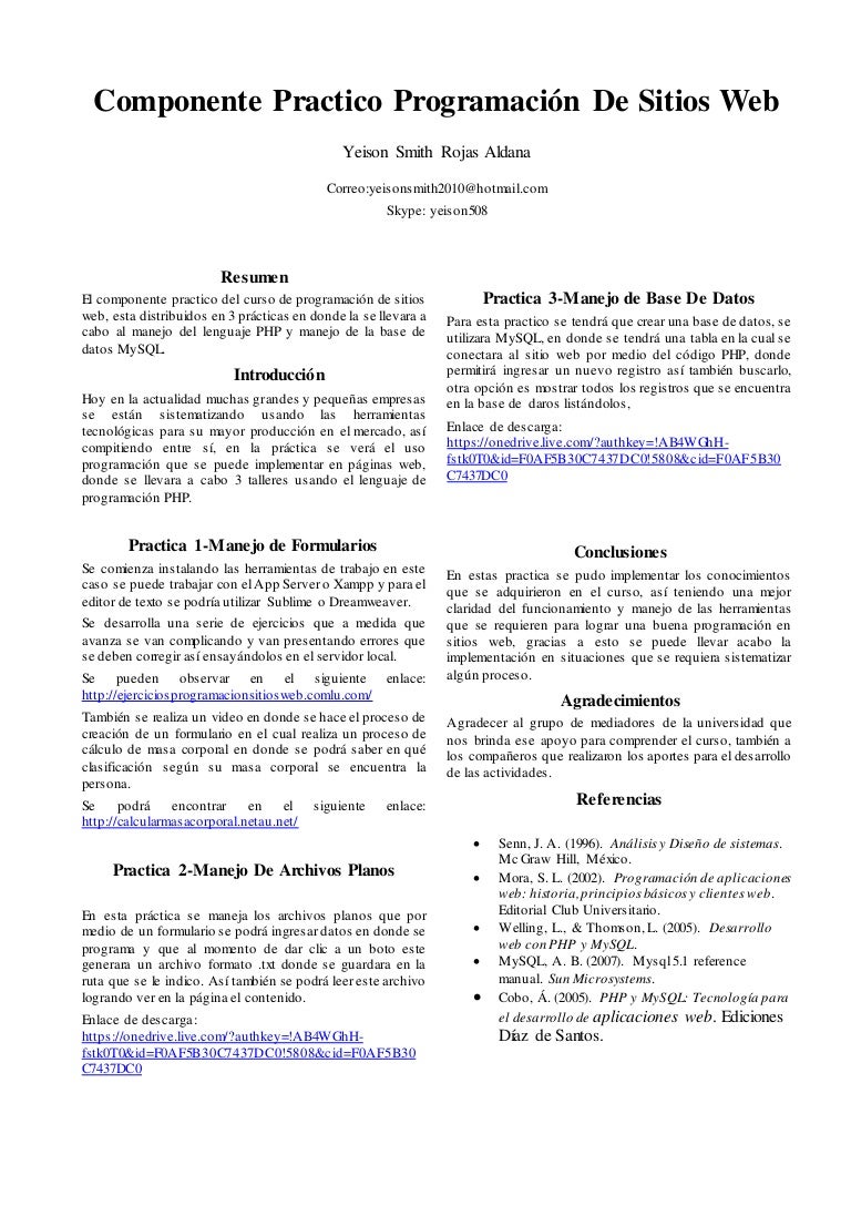 Informe Programacion Sitios Web