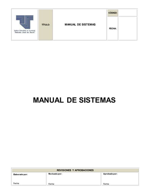 Formato para un manual de sitemas | PDF